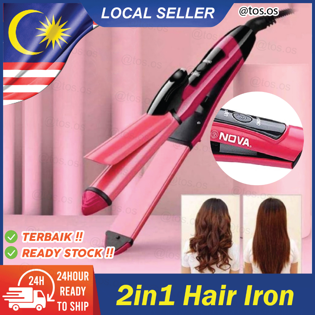NOVA/ROOT 2 in 1 Hair Beauty Iron Straightener & Curler/Pelurus dan Kerinting Rambut | Shopee ...