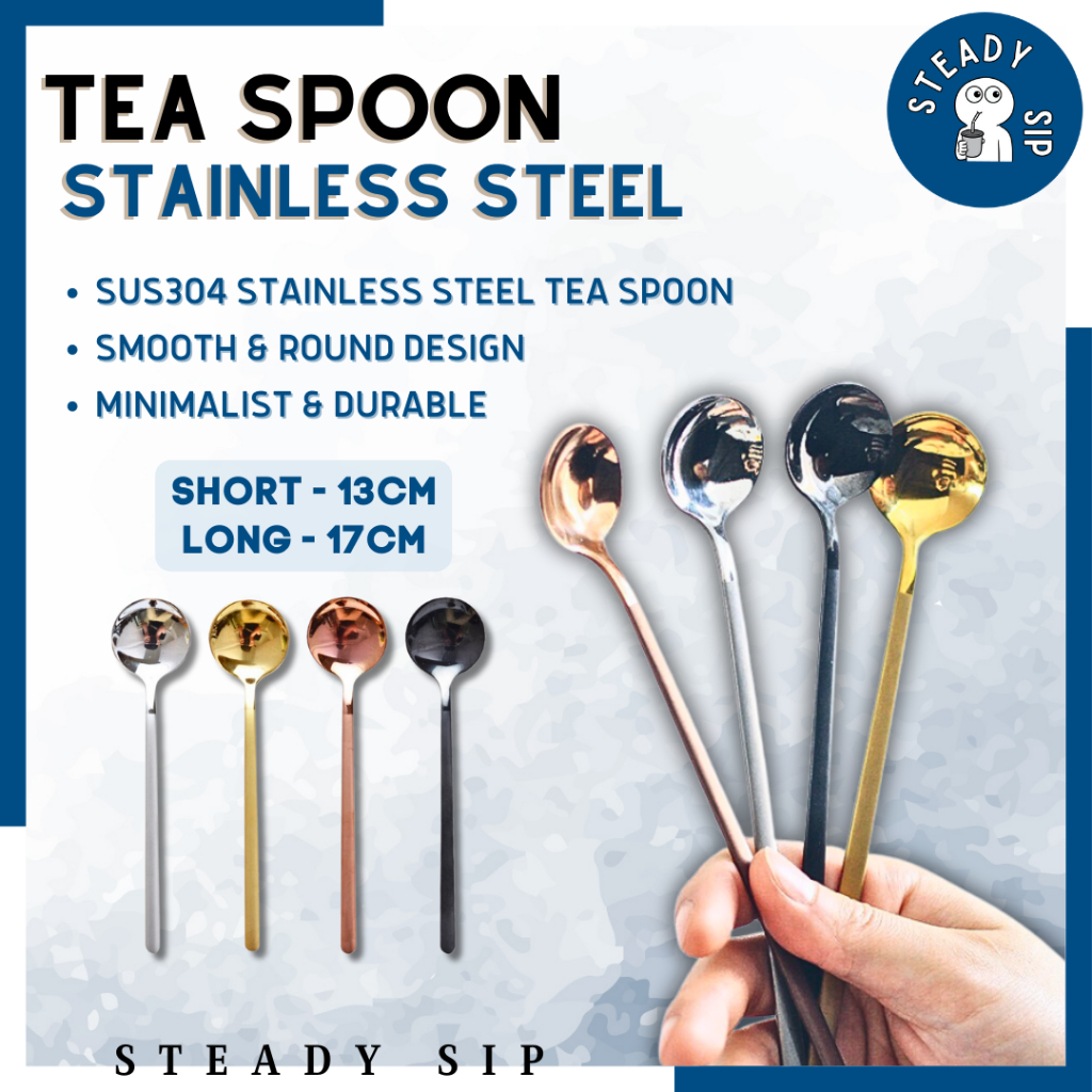 Steady Sip Stainless Steel Tea Spoon Long Coffee Spoon SUS304 茶匙不透钢小勺子 ...