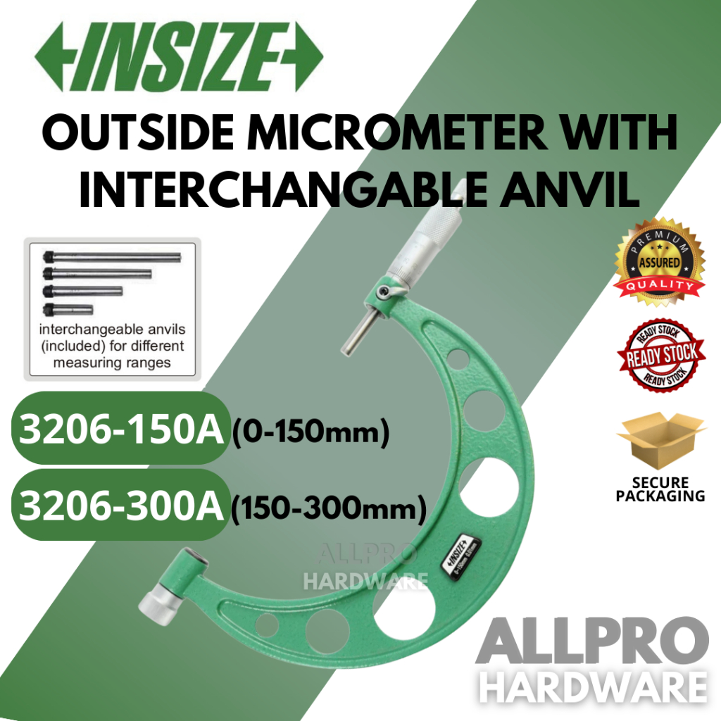 INSIZE Outside Micrometer With Interchangeable Anvil 3206-150A / 3206 ...
