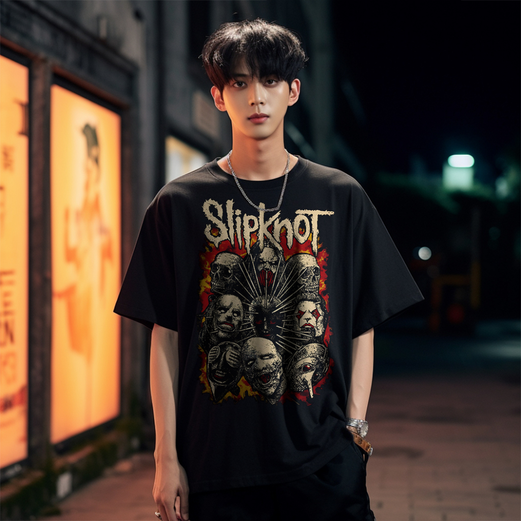KARIMAKE Slipknot Rock Band Oversized T Shirt Baphomet Graphic Premium ...