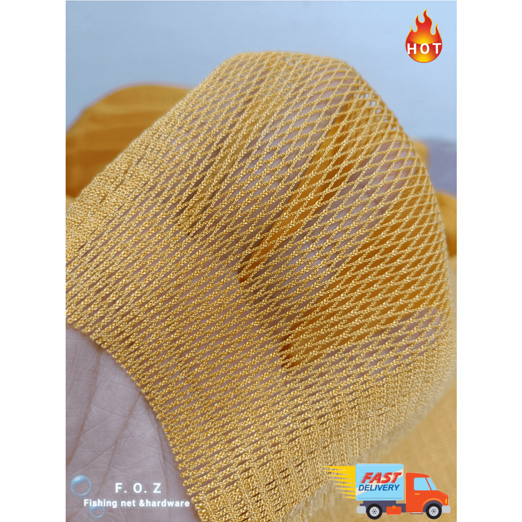 Jaring Pukat Nilon 250/5 x 8mm (5/16") Kuning | Jaring Anak Udang Ikan ...