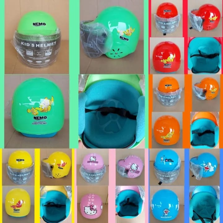 HELMET KIDS (HELLO KITTY PINK / DORAEMON BLUE / NEMO GREEN / BLUE / RED ...