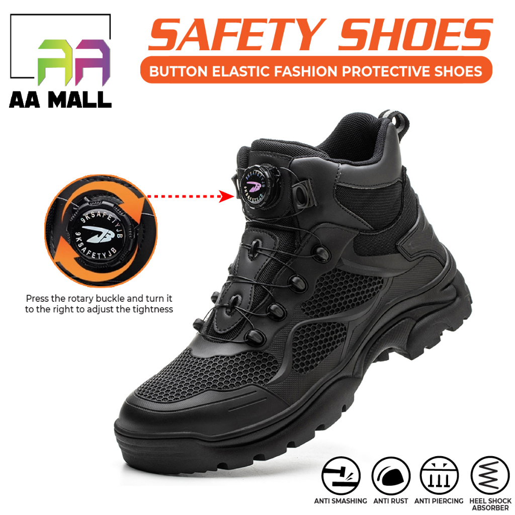 Safety Shoes with Rotating Button work shoes 9195 (BLACK)/818 (BLACK ...