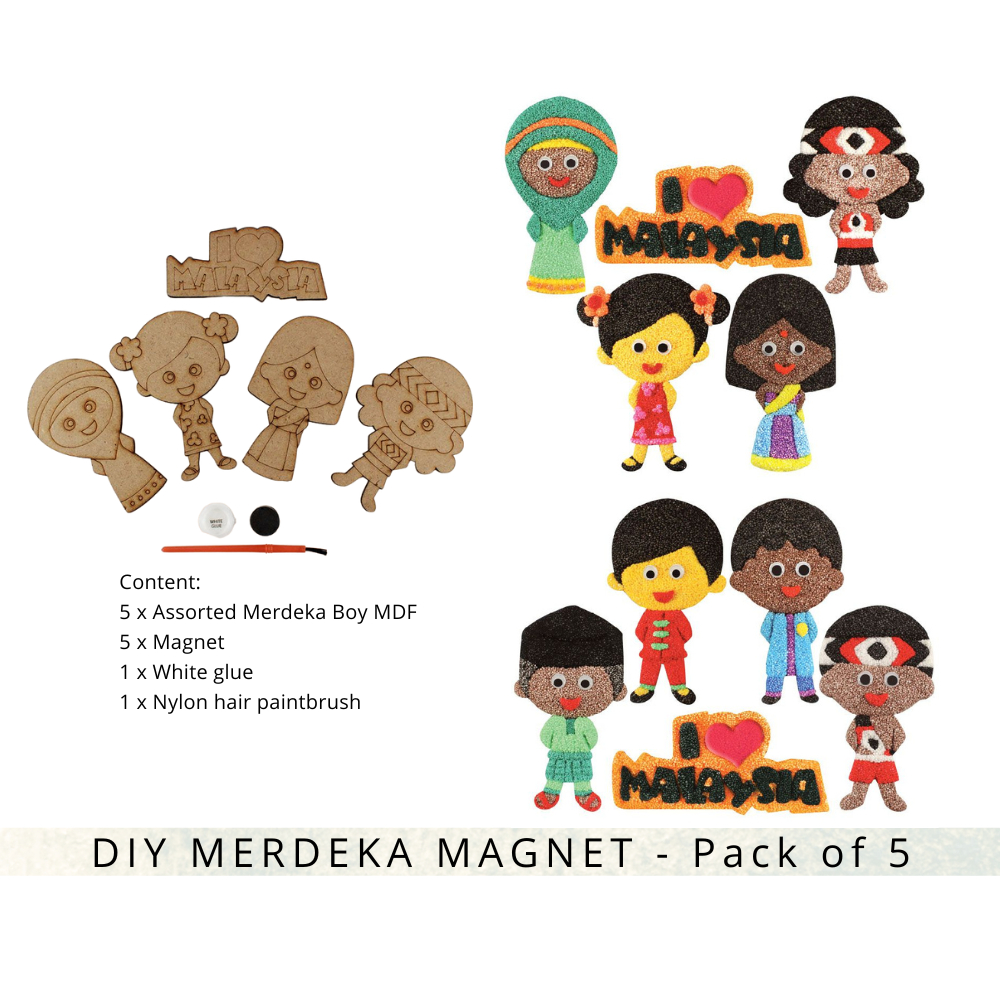 MERDEKA DIY Art and Craft Kit Merdeka Boy Magnet Pack of 5 Decoration ...
