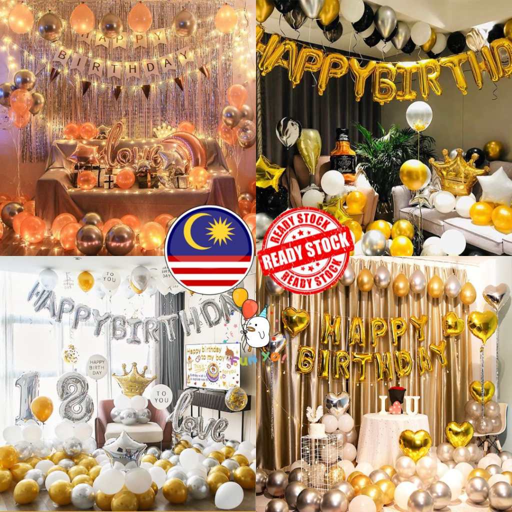 Happy Birthday Balloon All In One Set Party Decoration For Free Pump ...