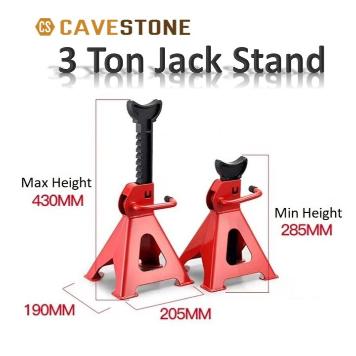 CAVESTONE 3 Ton Heavy Duty Steel Jack Stand with Triangular Flat Base ...