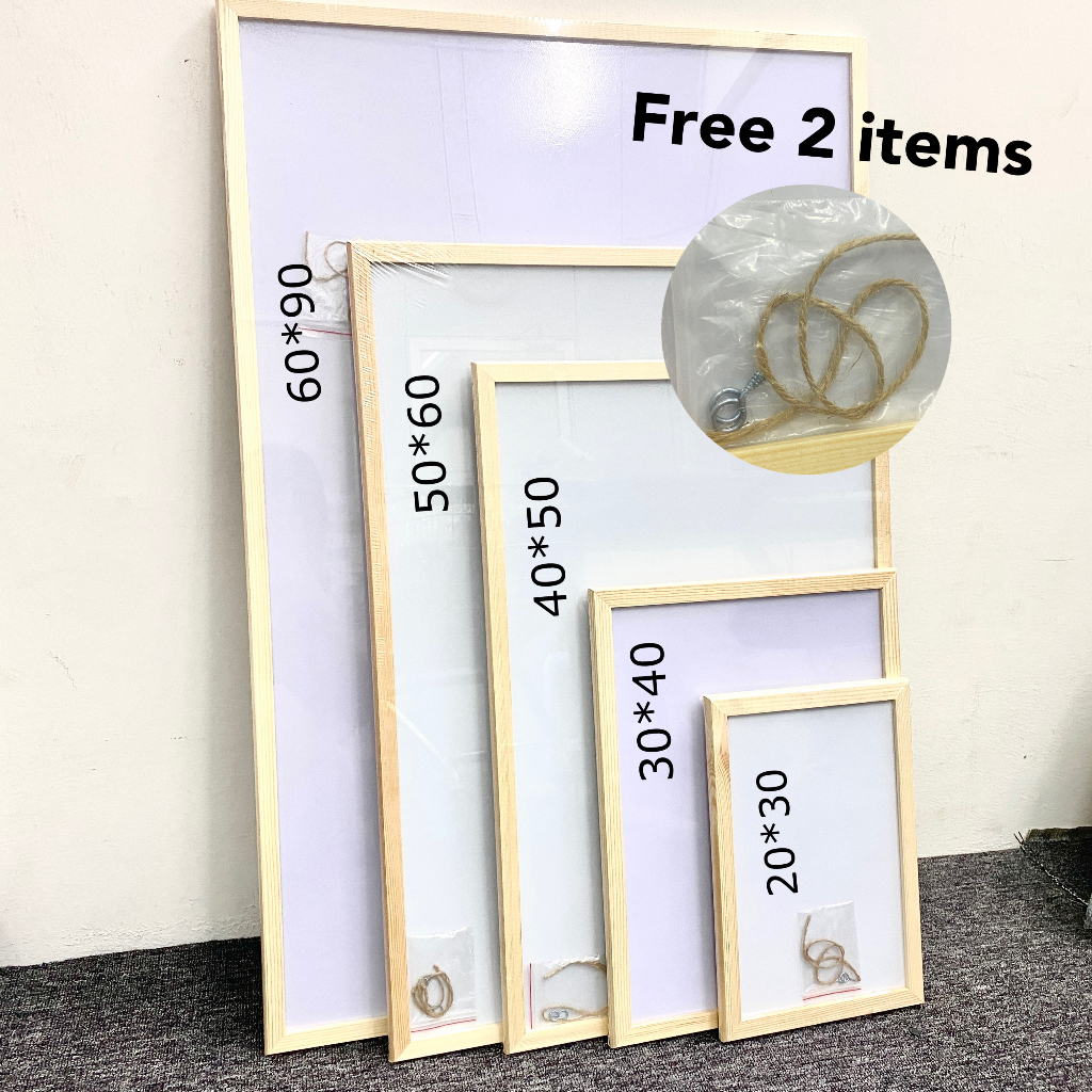 [Ready Stock][5 sizes] Wood Frame WhiteBoard / NON-MAGNETIC/ Papan ...