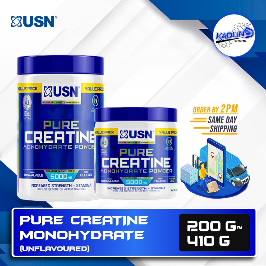 USN Pure Creatine Monohydrate 200g/410g (Unflavoured) Micronized Powder ...