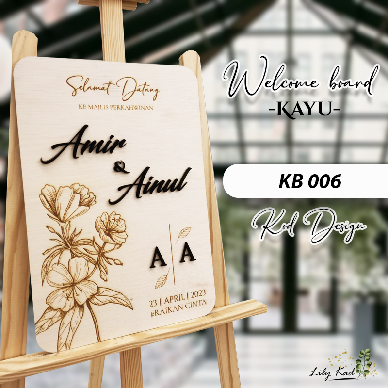 Welcome Board Kayu, Minimalist Welcome Board Custom, Wedding Signage ...