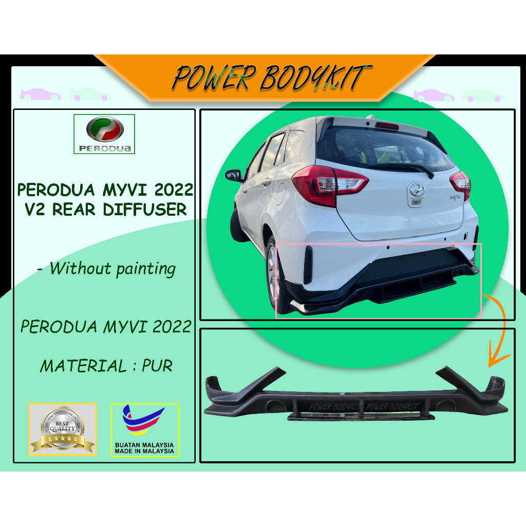 READY STOCK Perodua Myvi 2022-2024 Facelift GEN 3 V2 Rear Diffuser 2022 ...