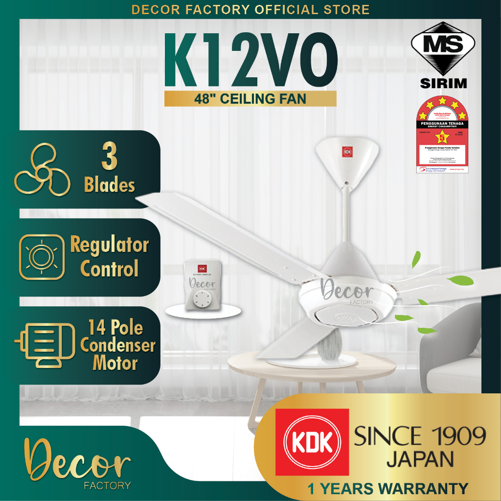 KDK Baby Fan KDK K12VO 48'' / Panasonic Ceiling Fan Panasonic FM12AO 48 ...