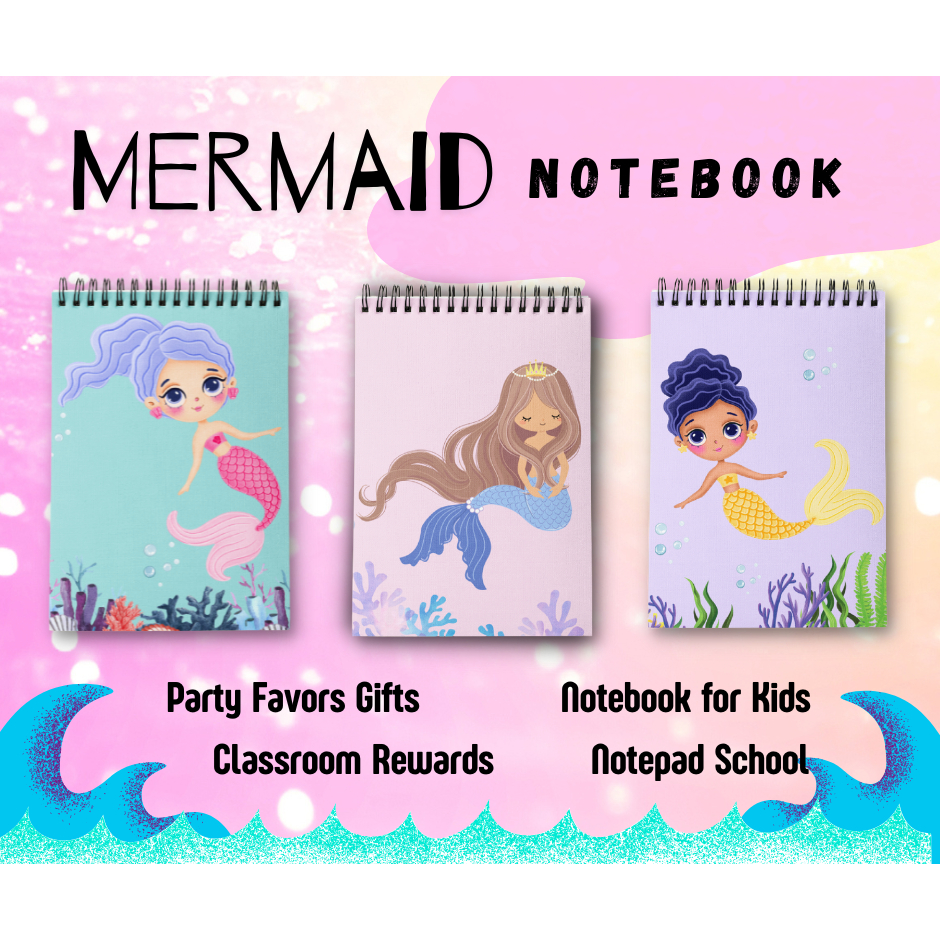 Doorgift MERMAID Mini Notebooks, Spiral Blank Paper Notepad for Kids ...