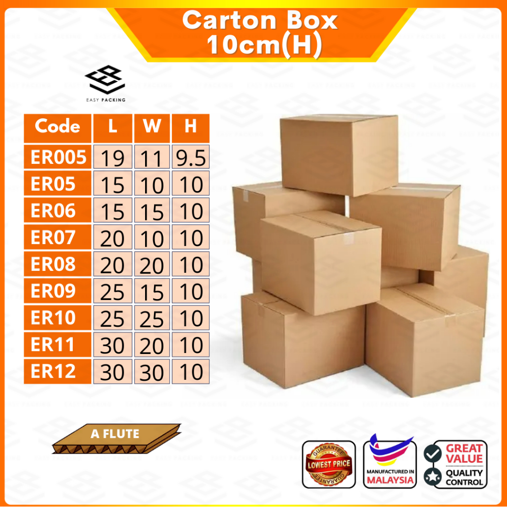 A Flute 5mmThickness (10/15 Height) Carton Box Packing Small Box Kotak ...