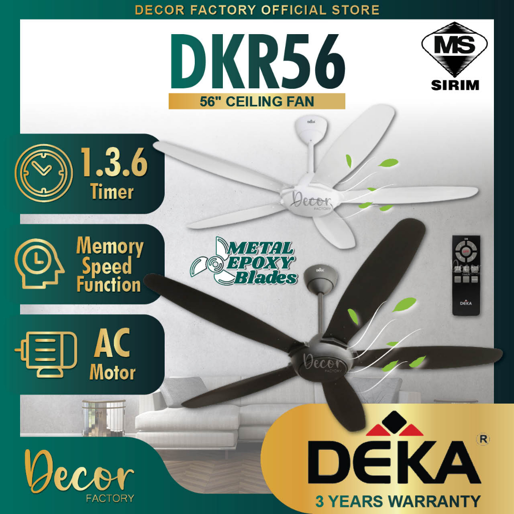 DEKA Fan DEKA DKR56 56" 5 Blades 4 Speed AC Motor With Remote Control ...