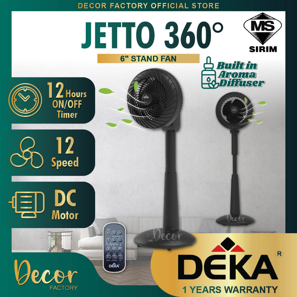 DEKA JETTO-STF360 Stand Fan / Table Fan 6" 3 Blades Air Circulator Fan ...