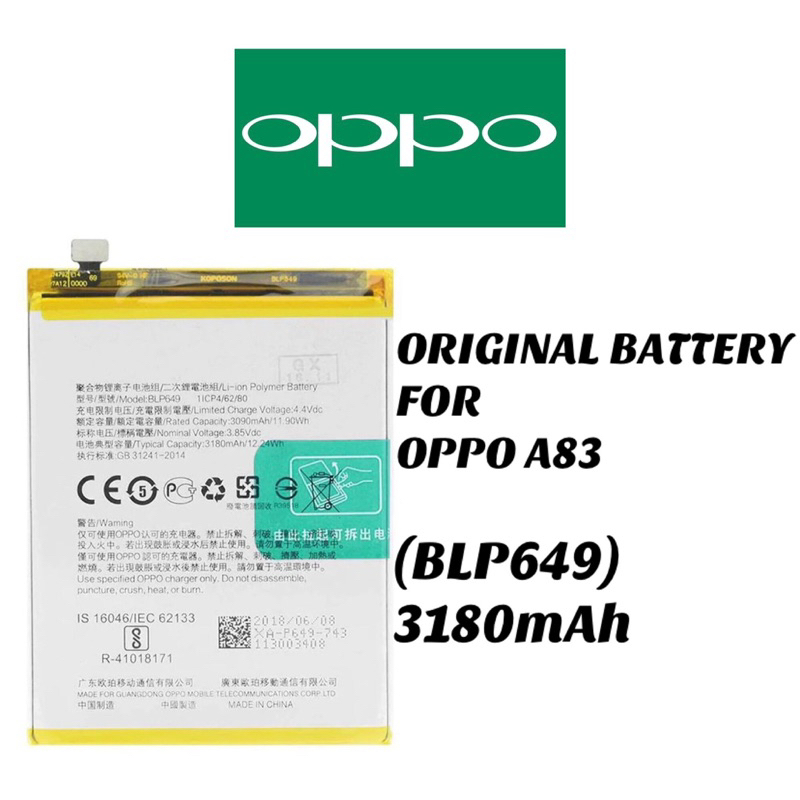OPPO A83 - BLP649 Battery 100% Original | Shopee Malaysia