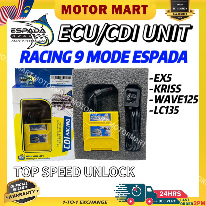 100% RACING ESPADA EX5 RACING CDI UNIT 9 MAP RACING CDI BONUS WAVE100 ESPADA LC135 | Shopee Malaysia