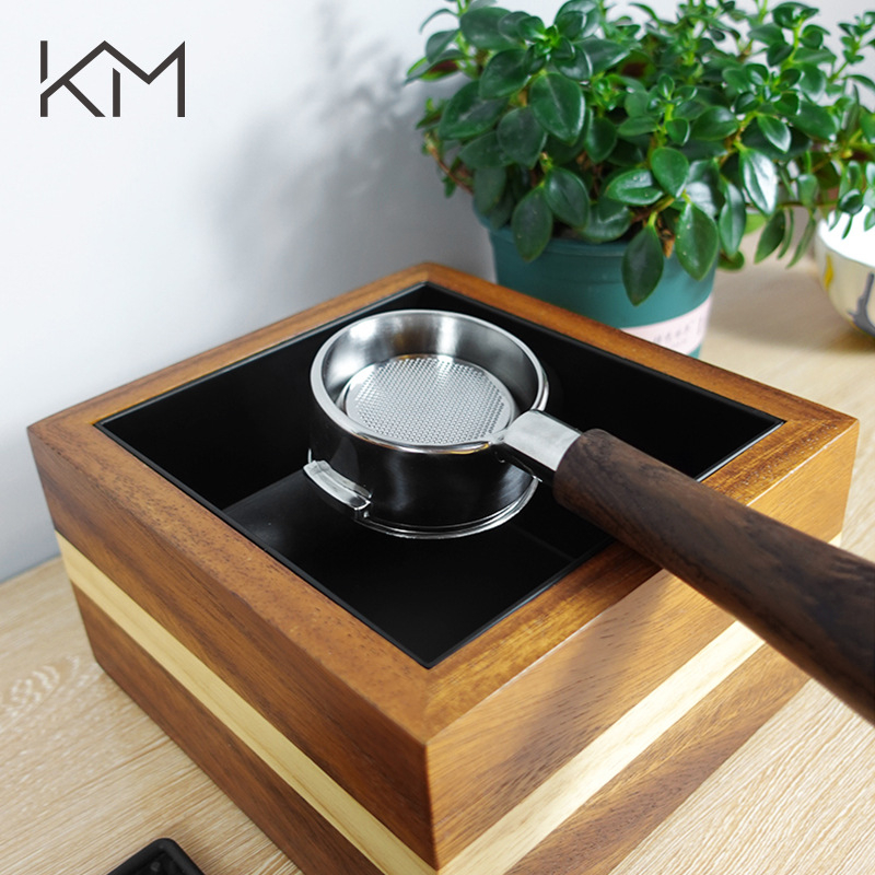Wood Coffee Filter Holder Slag Bucket Coffee Tamper Station Knock Box ...