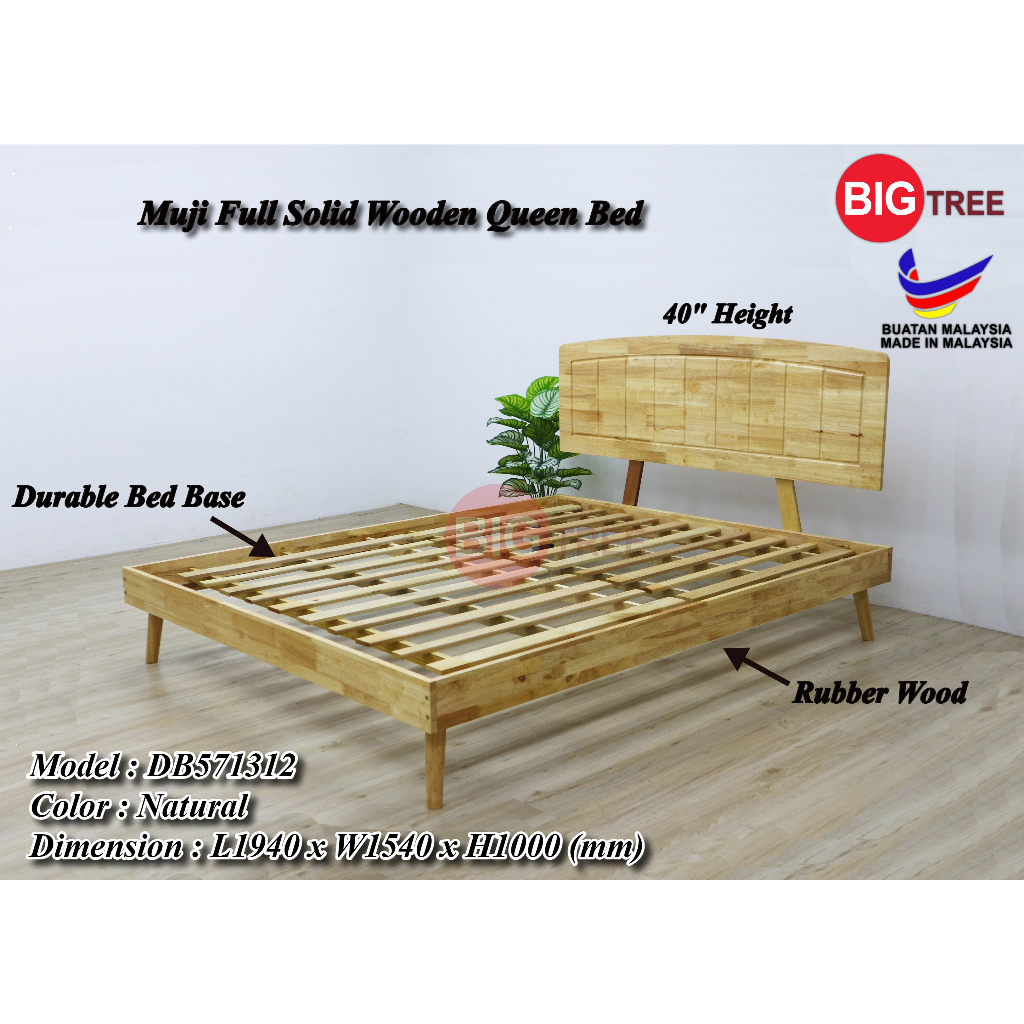 Big Tree Japanese Design Wooden Queen Bed Frame / Full Solid Katil ...
