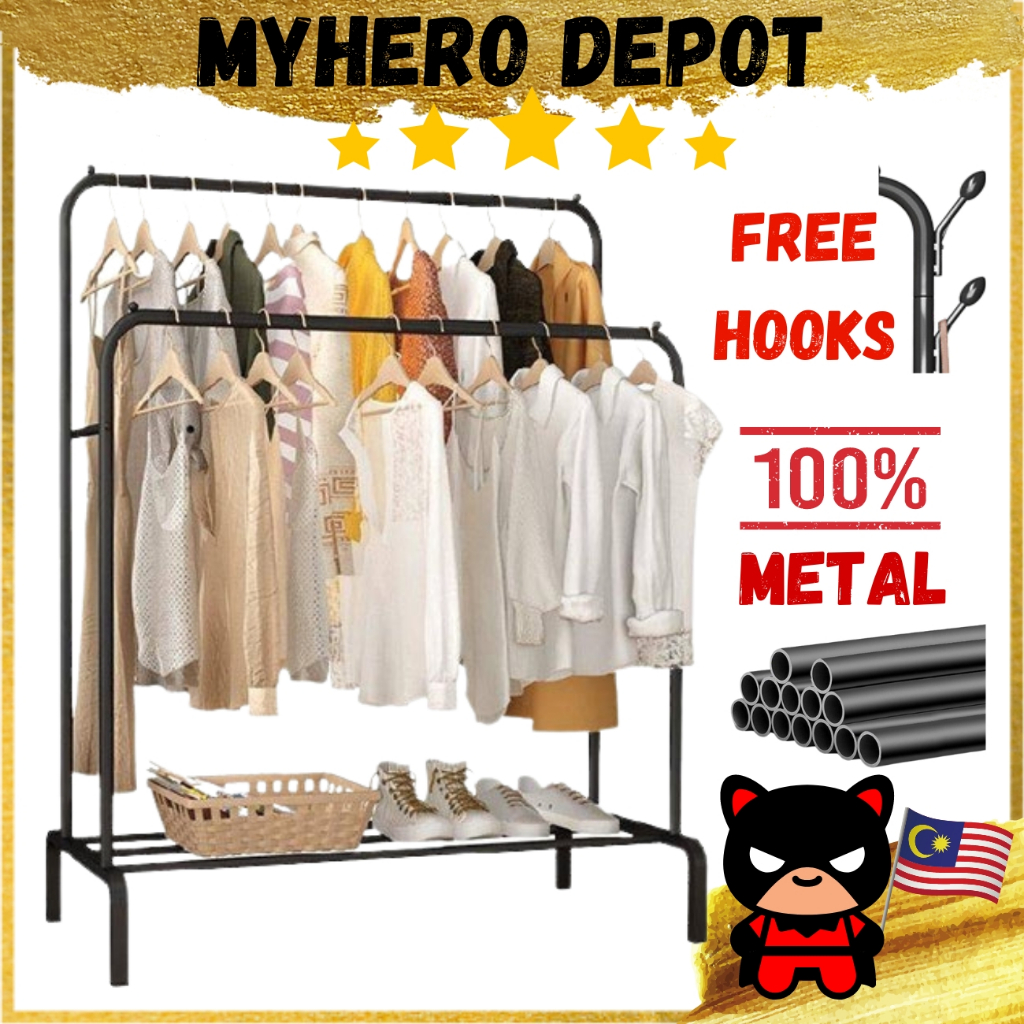 Rak Baju Besi Clothes Rack Rak Tempat Gantung Ampaian Penyidai ...