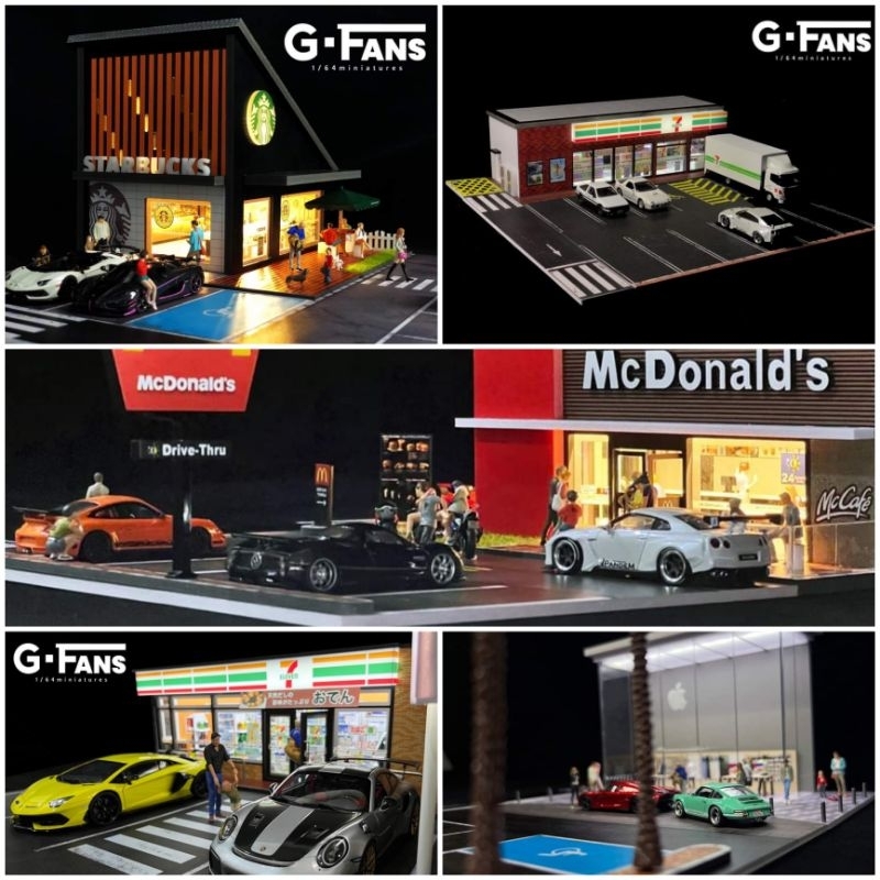 G-Fans Diorama For Scale 1:64 Miniatures with LED lights. 7E Starbucks ...