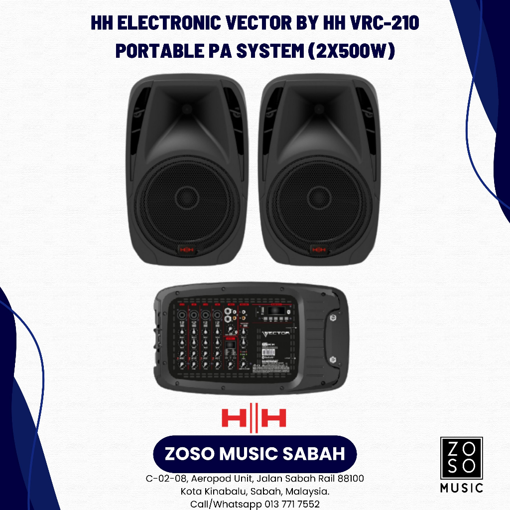 HH ELECTRONIC VECTOR BY HH VRC-210 PORTABLE PA SYSTEM (2X500W) | Shopee ...