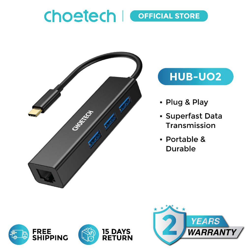 CHOETECH HUB-UO2 4-in-1 USB-C to RJ45 Adapter Macbook USB C Hub - 4 ... CHOETECH HUB-UO2 4-in-1 USB-C to RJ45 Adapter Macbook USB C Hub - 4 ...