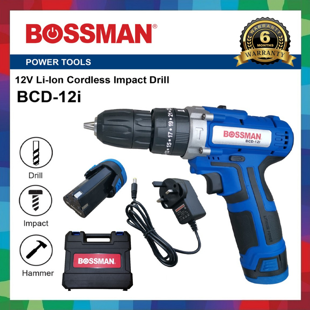 BOSSMAN 12V Cordless Impact Drill Driver BCD12i / Gerudi impak / Hand ...