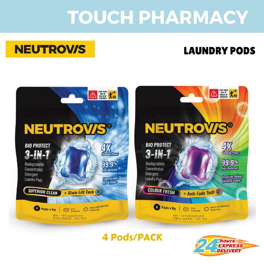 NEUTROVIS Bio Protect (3 IN 1) Laundry Pods (8g x 4 Pods) - Superior ...