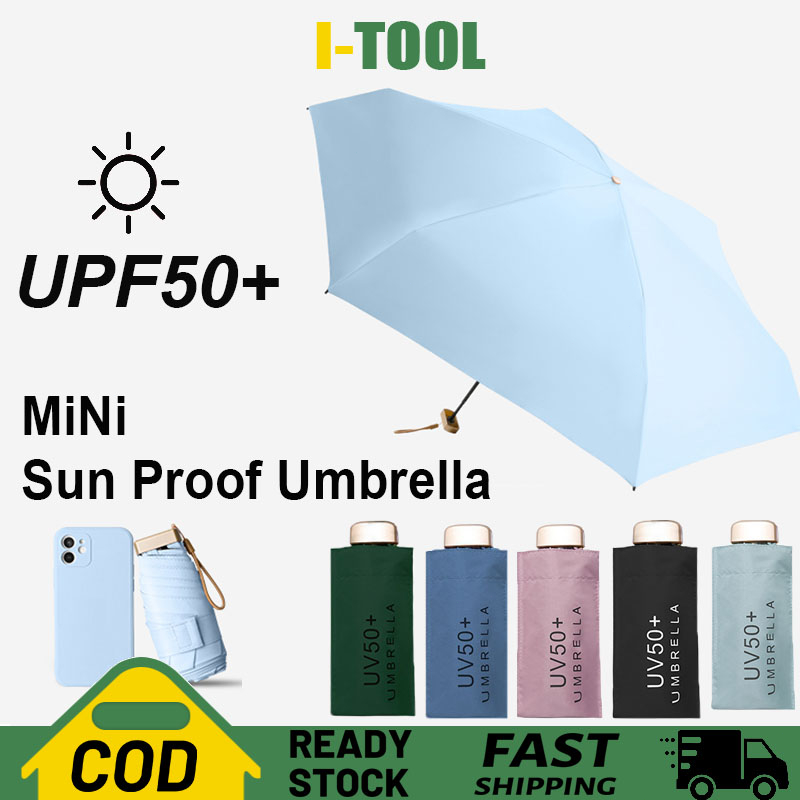 Mini sun umbrella flat five-fold umbrella black glue sunscreen anti ...