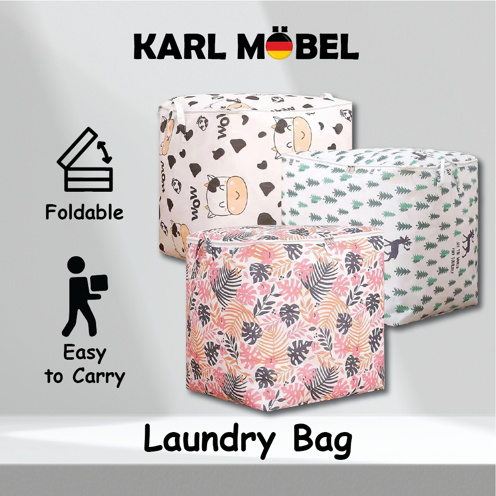 Laundry Basket Bag Foldable Bakul Dobi Lipat Besar Laundry Storage Bag ...