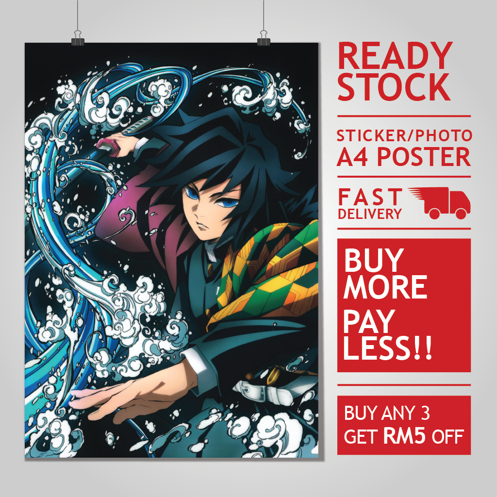 (READY STOCK) Kimetsu no Yaiba A4 Photo Poster/Sticker | Giyuu Poster ...