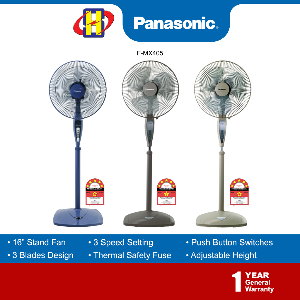 Panasonic Stand Fan (16 Inch) 3 Speed Thermal Safety Fuse Adjustable ...
