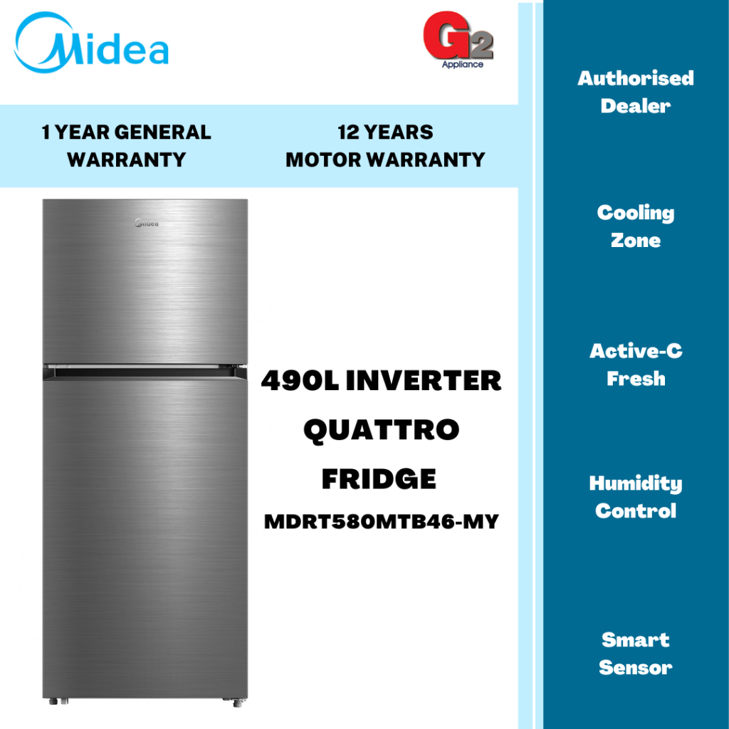 MIDEA (AUTHORISED DEALER+READY STOCK) 490L INVERTER QUATTRO 2DOOR ...