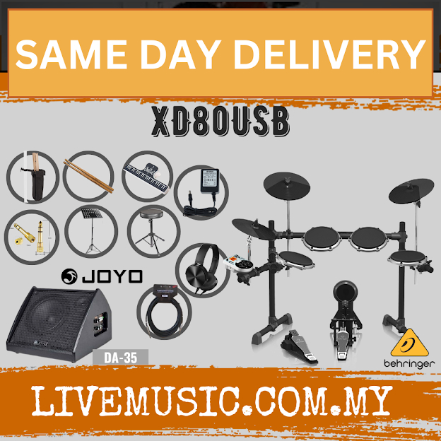Behringer XD-80USB 8-piece Electronic Drum Set with Amplifier, Drum ...