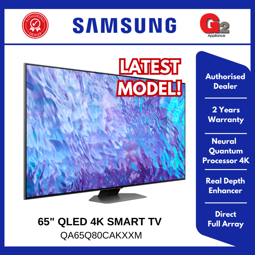 SAMSUNG (AUTHORISED DEALER) 65" QLED 4K Q80C SMART TV QA-65Q80CAKXXM ...