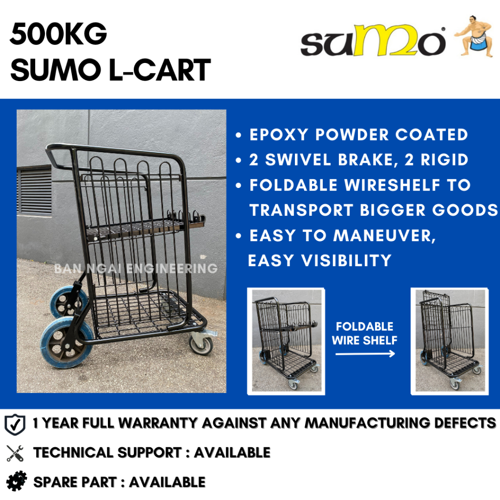 SUMO 500kg L-Cart Trolley | Heavy Duty | 1 Year Warranty | Shopee Malaysia