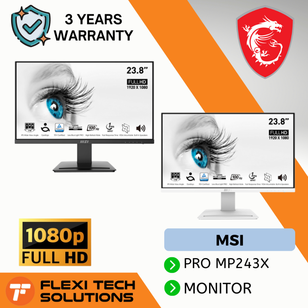 Flexi Tech MSI PRO MP243X / MP243XW Professional Business Monitor 23.8" 1920 x 1080 (FHD) 100Hz ...