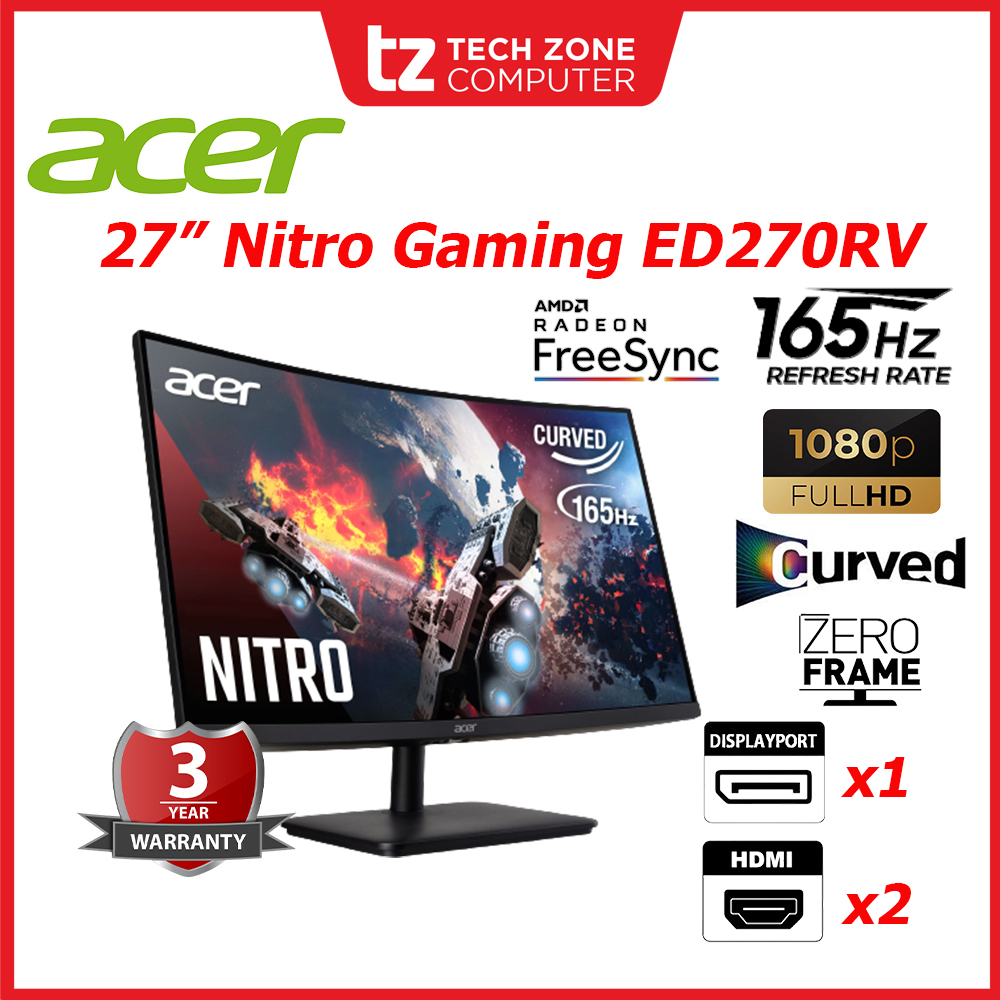 ACER NITRO ED270RP ED270R VBIIPX 27” CURVED FHD VA 5ms 165Hz GAMING ...