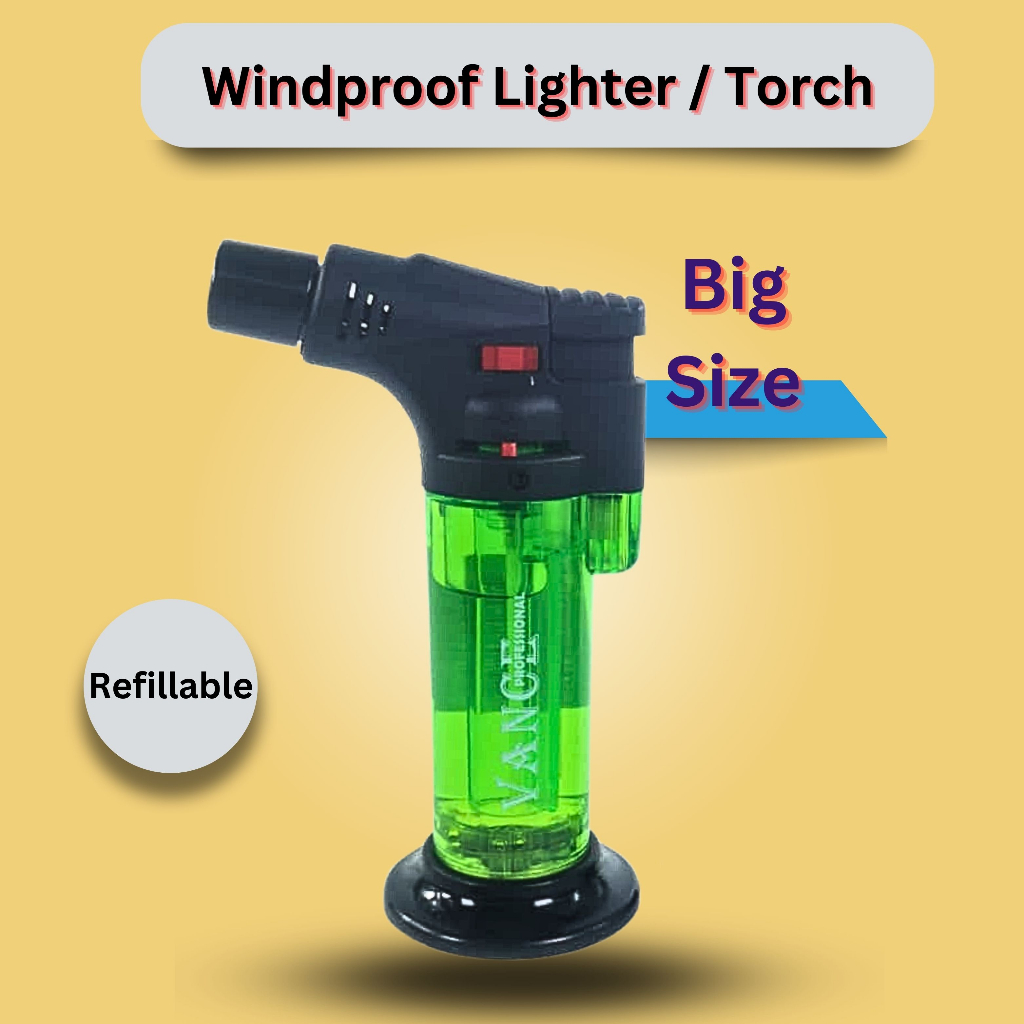 VANCE Lighter Jet Flame Torch Windproof Turbo Fire Refillable Big Size ...