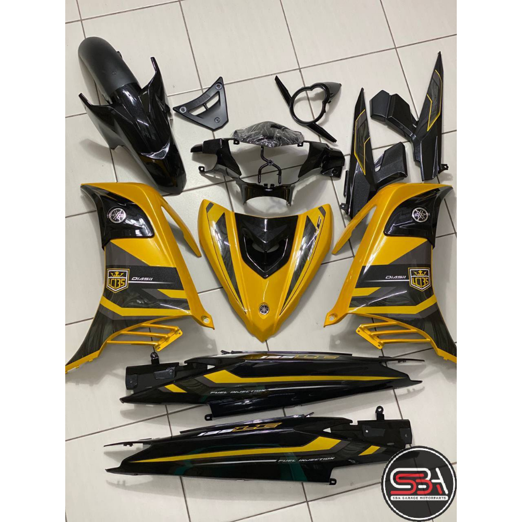 COVERSET BODYSET YAMAHA LC LC135 V6 V7 DR EXCITER YELLOW KUNING 2023 STRIPE TANAM CODE 024 ...