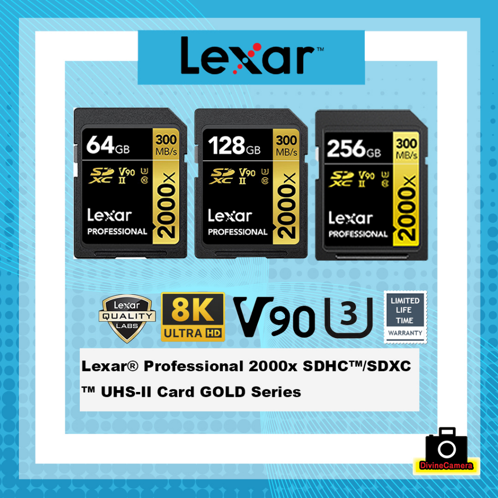 Lexar Professional 2000X 64GB, 128GB 256GB SDHC SDXC UHS-II Memory SD ...
