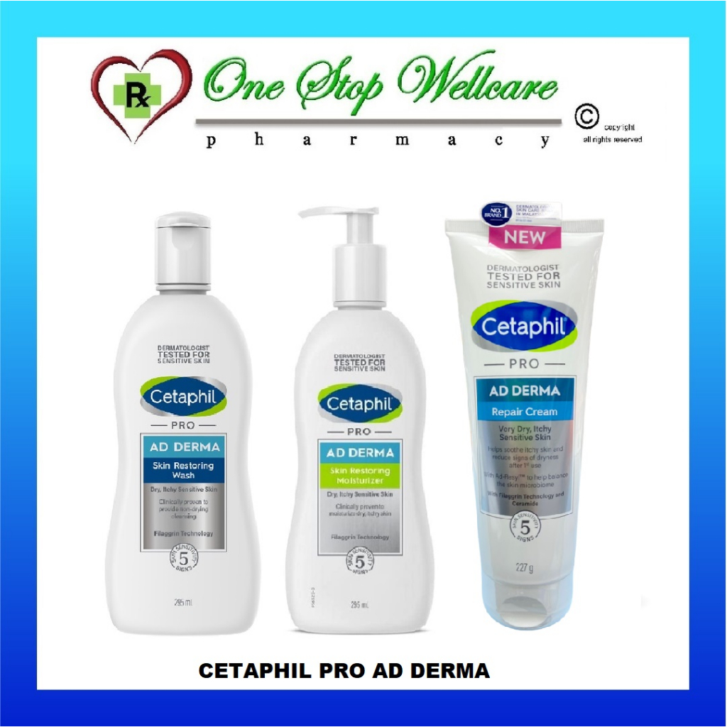 CETAPHIL PRO AD DERMA SKIN RESTORING / REPAIR CREAM ( WASH 145ML / 295ML / MOISTURIZER 145ML ...