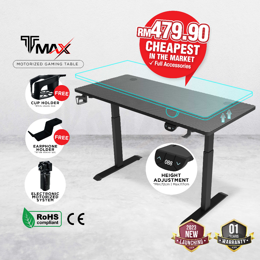 TMAX L140/160cm I-shape Standing Desk Smart Lifting Motorized Height ...
