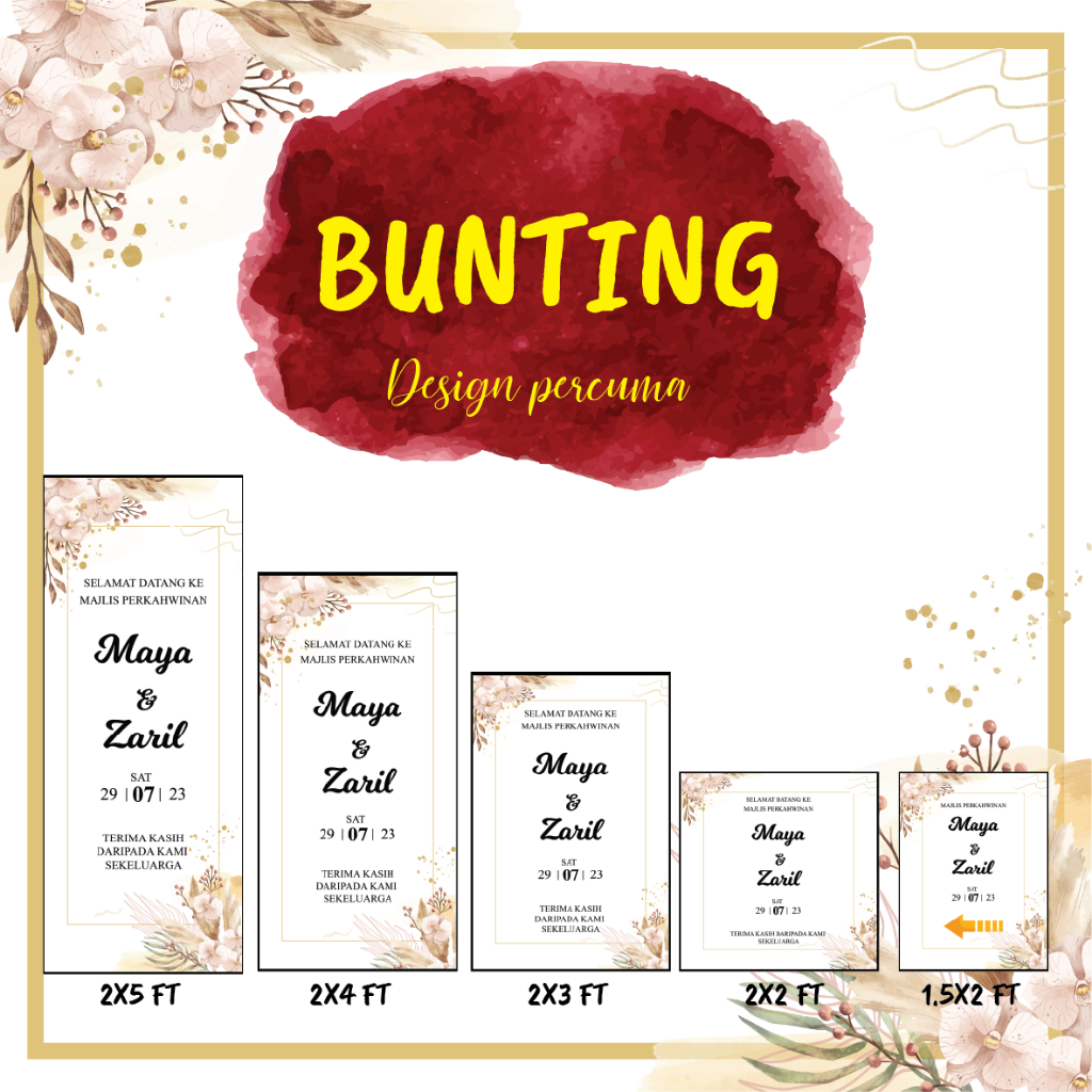 BUNTING / PRINTING free Design / pelbagai saiz | Shopee Malaysia