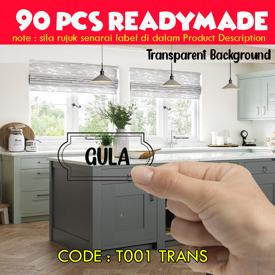 Sticker Dapur Label Dapur Waterproof Saiz 3cm x 5cm 90pcs Readymade ...