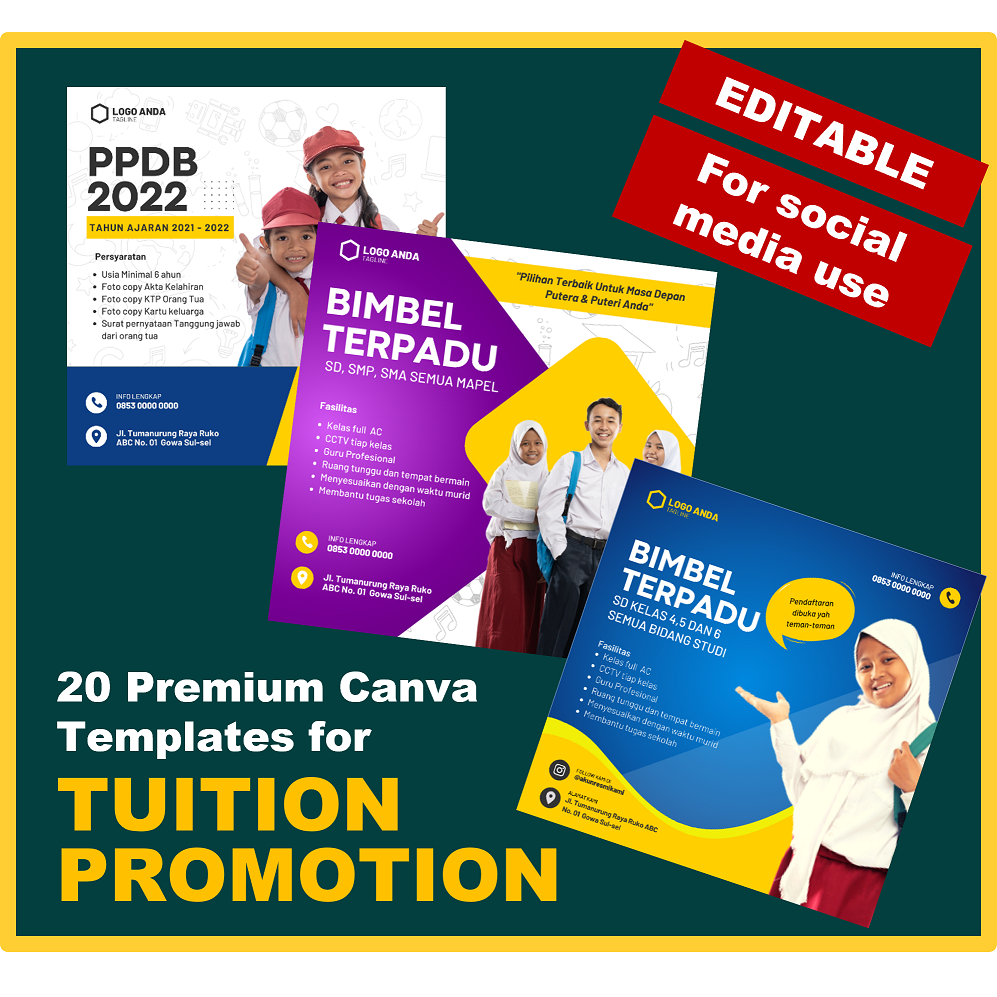 Canva Editable Premium Templates especially for TUITION Promotion ...