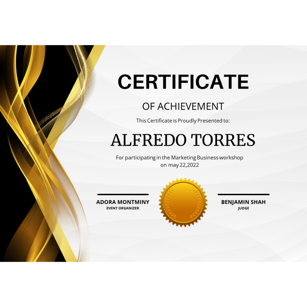 CERTIFICATE / SIJIL TEMPLATE_LANDSCAPE [EDITABLE] Gold Elegant ...