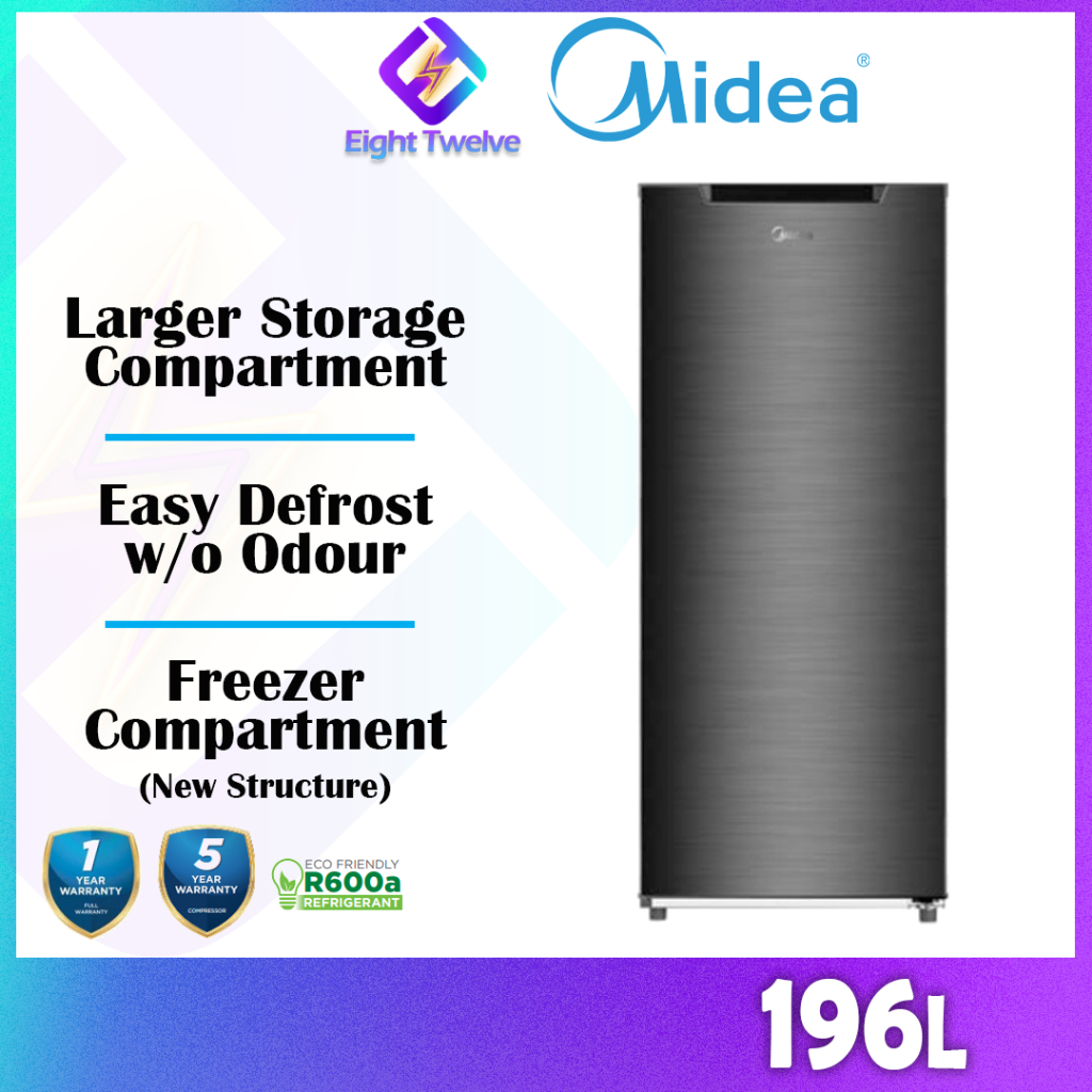 163L/196L MIDEA Single Door Fridge Peti Sejuk with Temperature Control | Shopee Malaysia