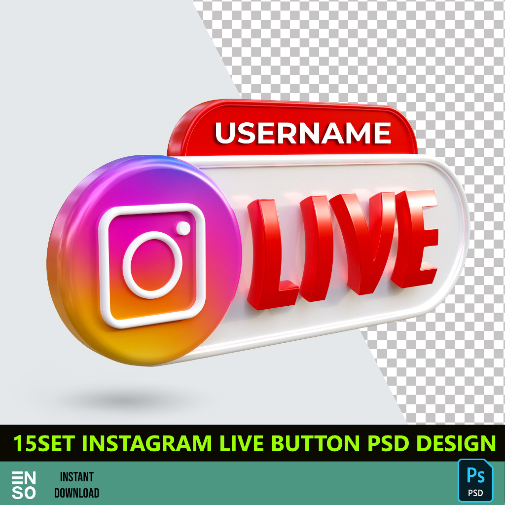 15-Set PSD Instagram Live Button Design | Editable PSD Design Template ...